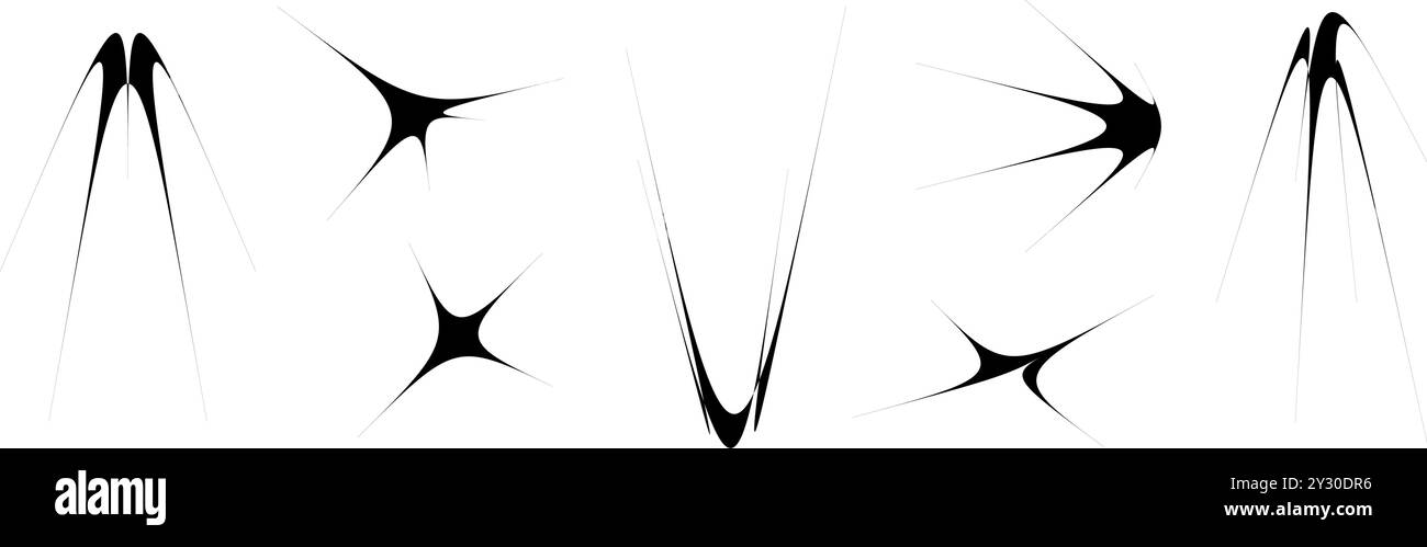 Black thin quirky thorn element set. Sharp star shapes and angular ...
