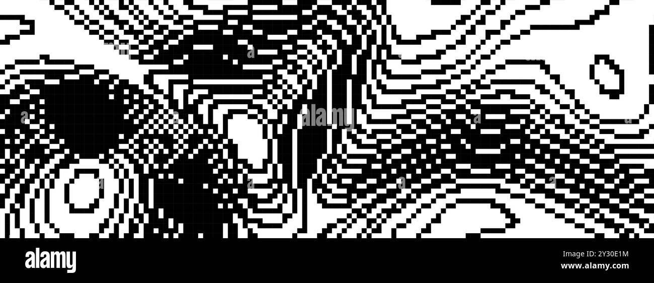 Dithered wavy curved line texture. Black 8 bit pixel glitch background ...