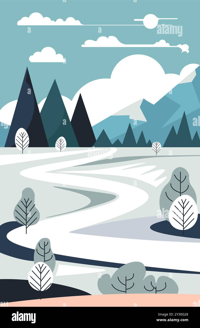 Path through scenic forest Stock Vector Images - Alamy