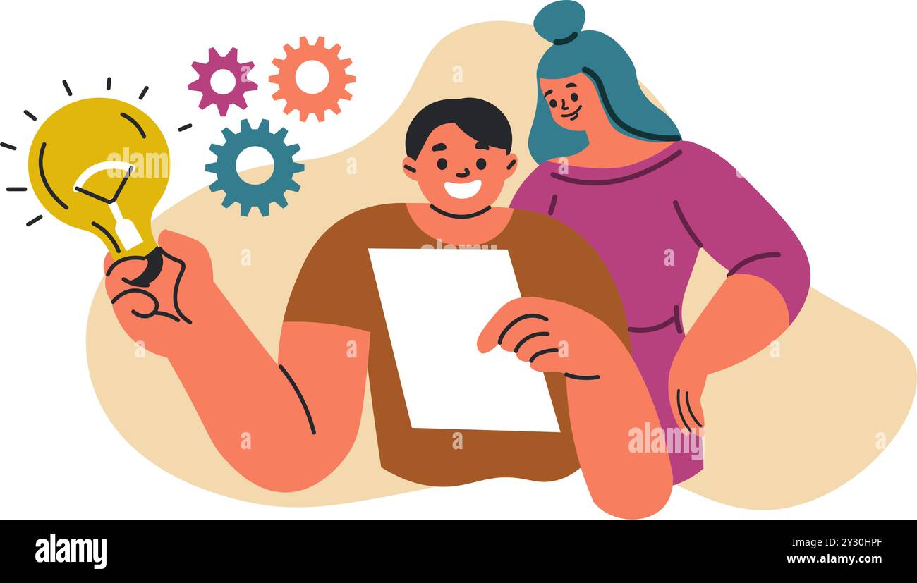 Teamwork brainstorming creative idea Stock Vector Images - Alamy