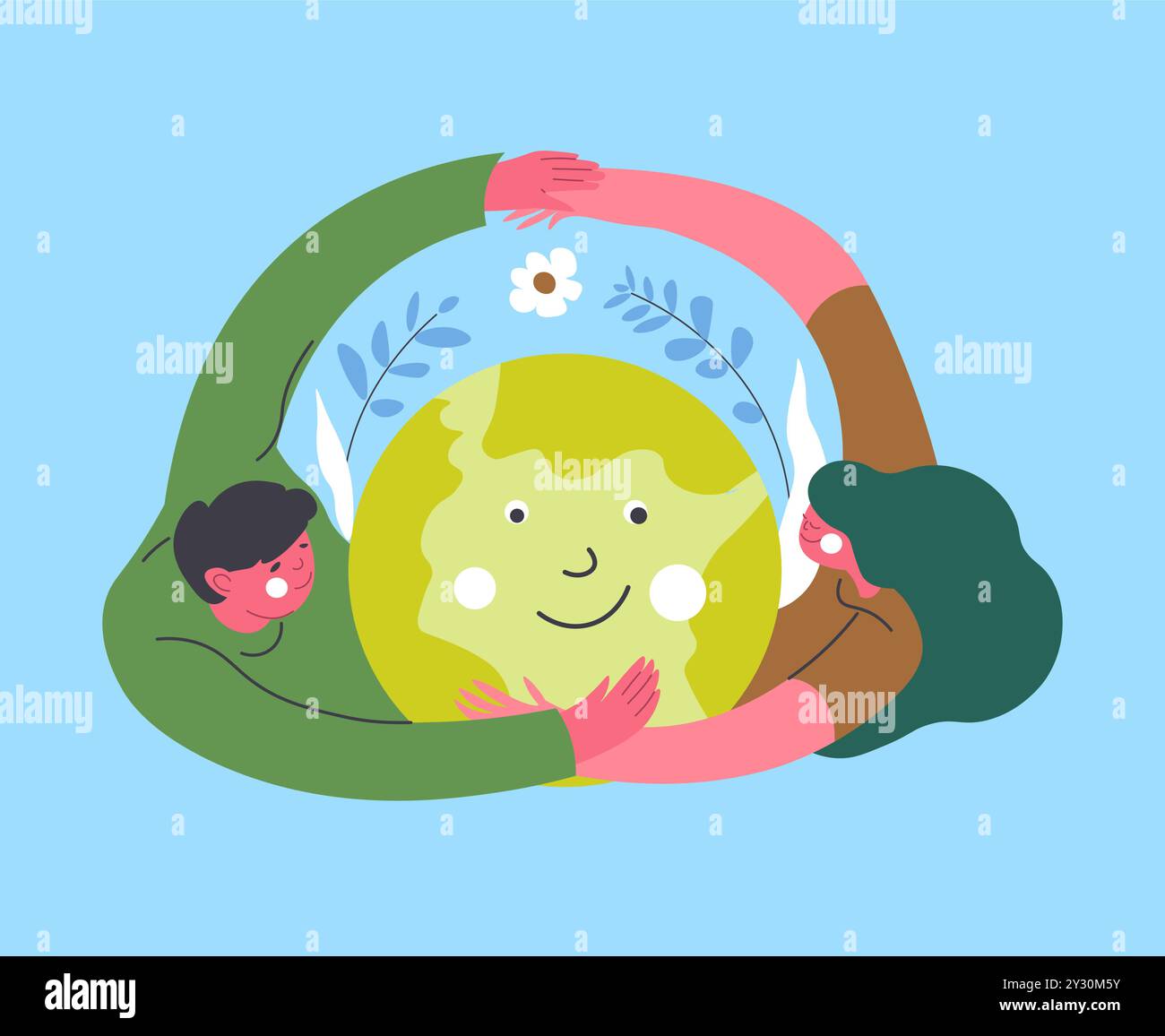 People hugging a smiling Earth Stock Vector Image & Art - Alamy