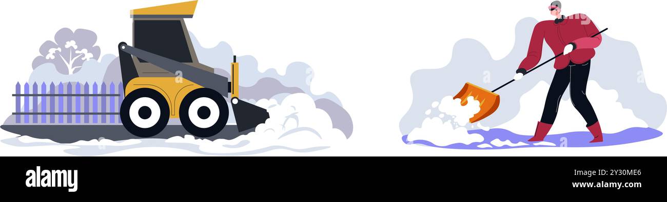 Snow removal with machines vector Stock Vector Image & Art - Alamy