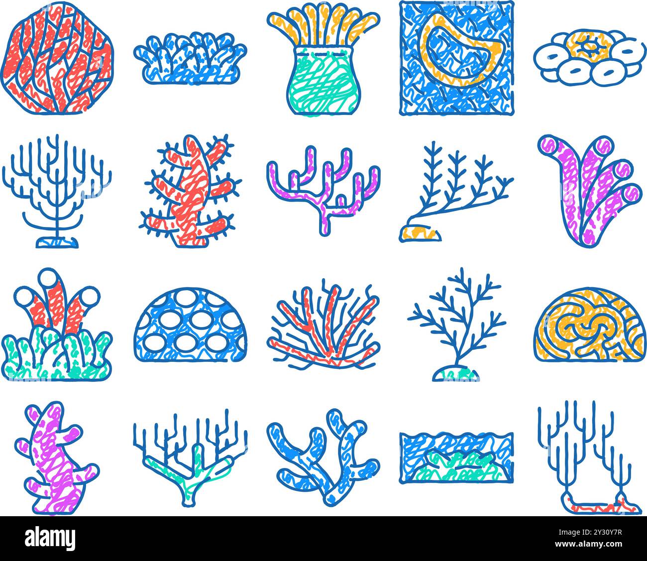coral sea aquatic reef icon hand drawn Stock Vector Image & Art - Alamy