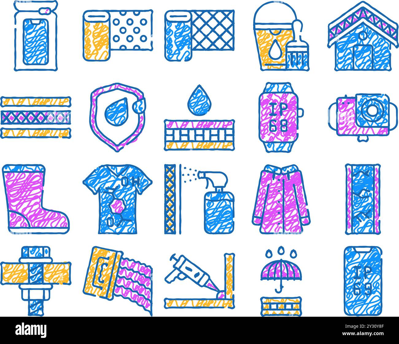 waterproof material icon hand drawn Stock Vector Image & Art - Alamy