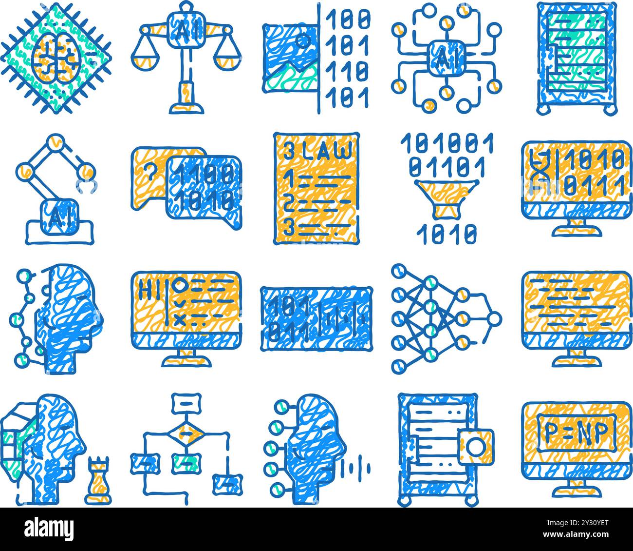artificial intelligence system icon hand drawn Stock Vector Image & Art ...