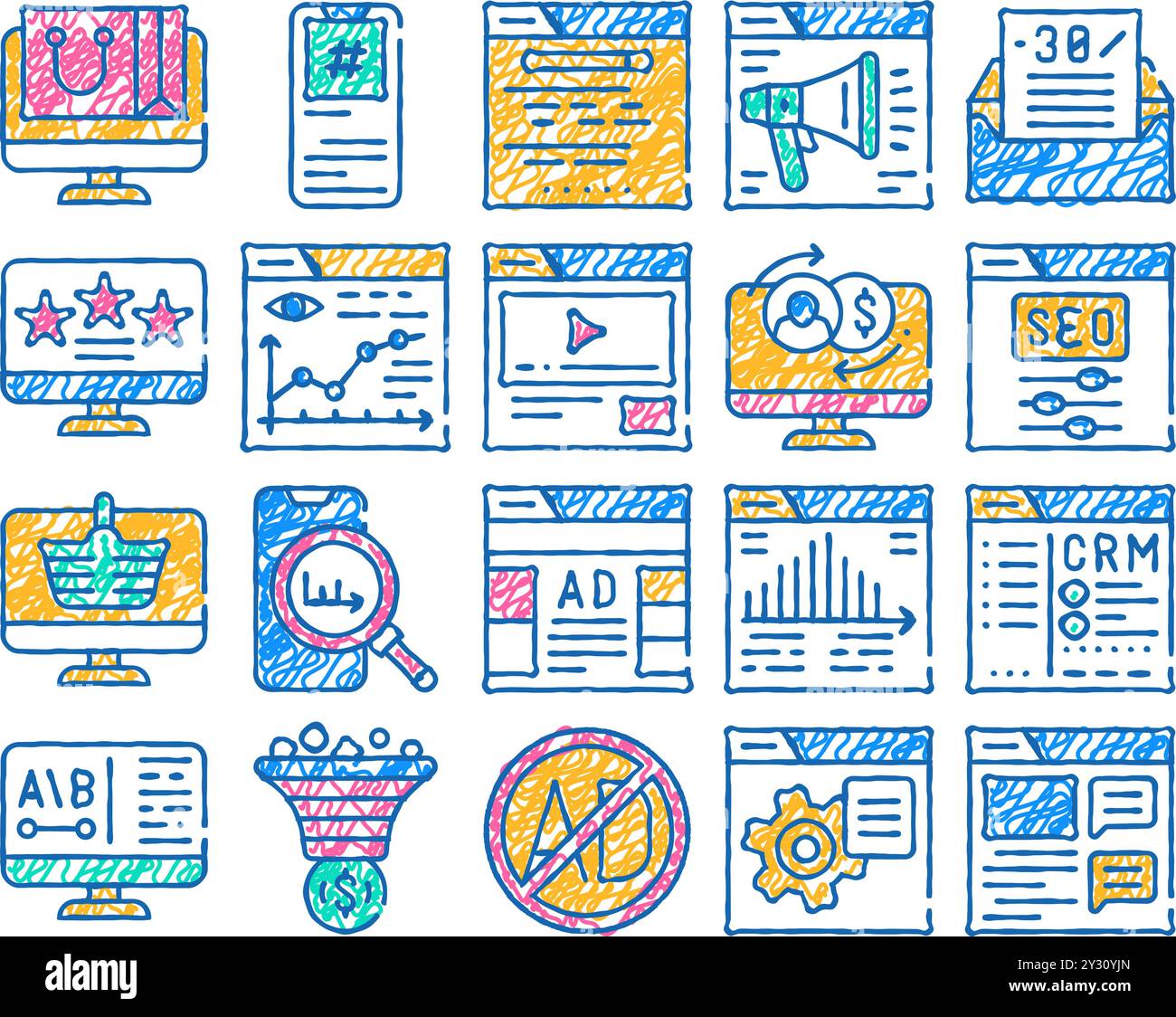 digital marketing icon hand drawn Stock Vector Image & Art - Alamy