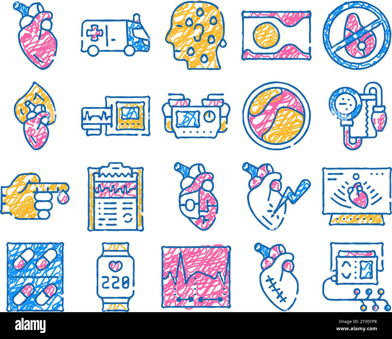 Heart attack doodle icon Cut Out Stock Images & Pictures - Alamy
