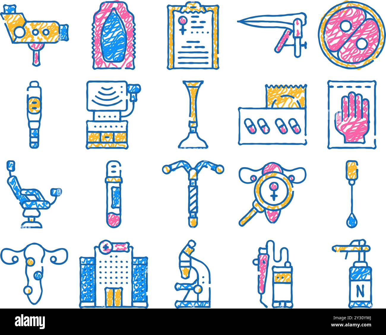 gynecologist treatment illustration icon hand drawn Stock Vector Image ...