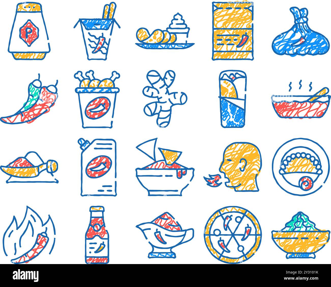 spicy dish flavor food icon hand drawn Stock Vector Image & Art - Alamy