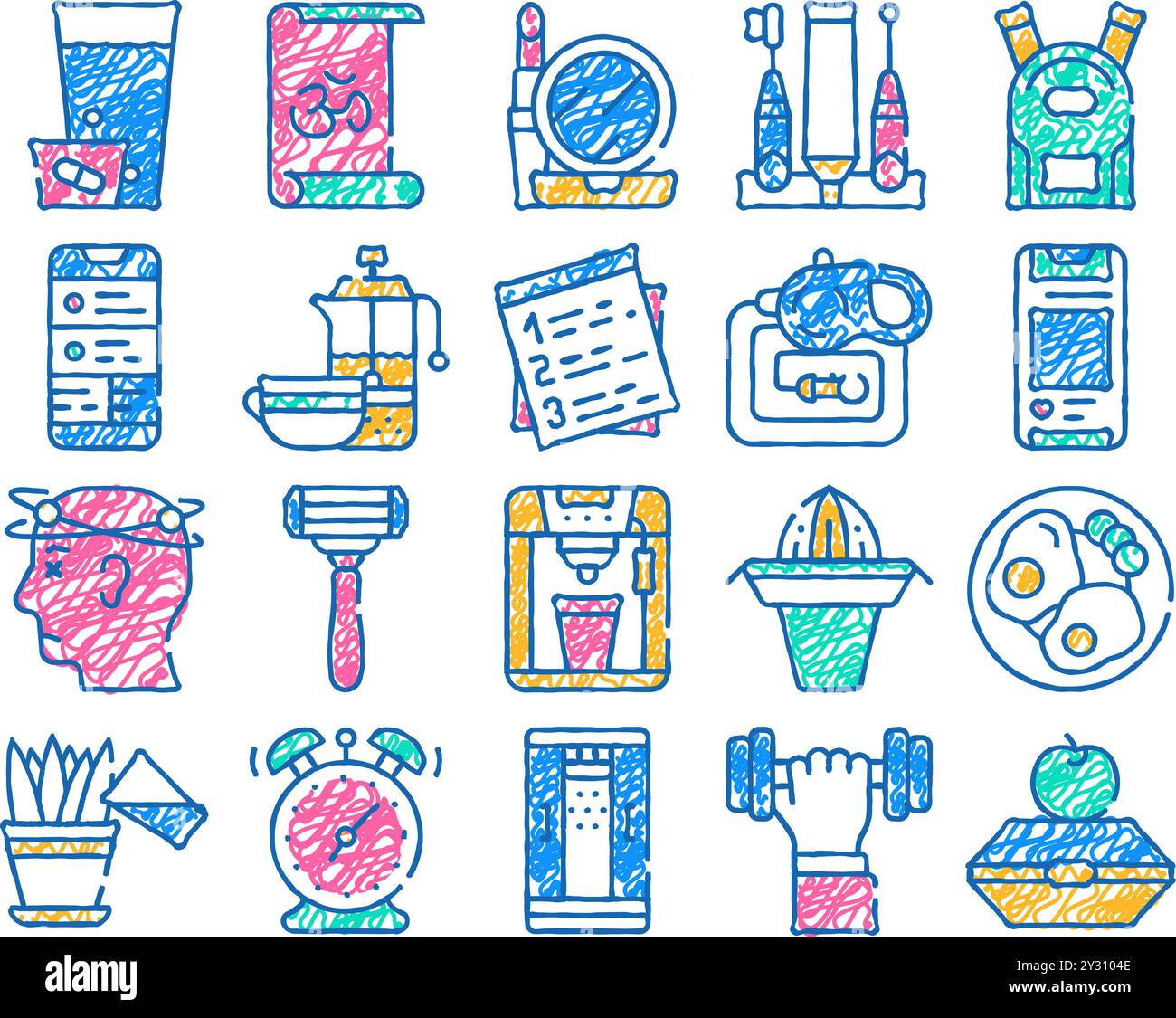 morning routine daily icon hand drawn Stock Vector Image & Art - Alamy