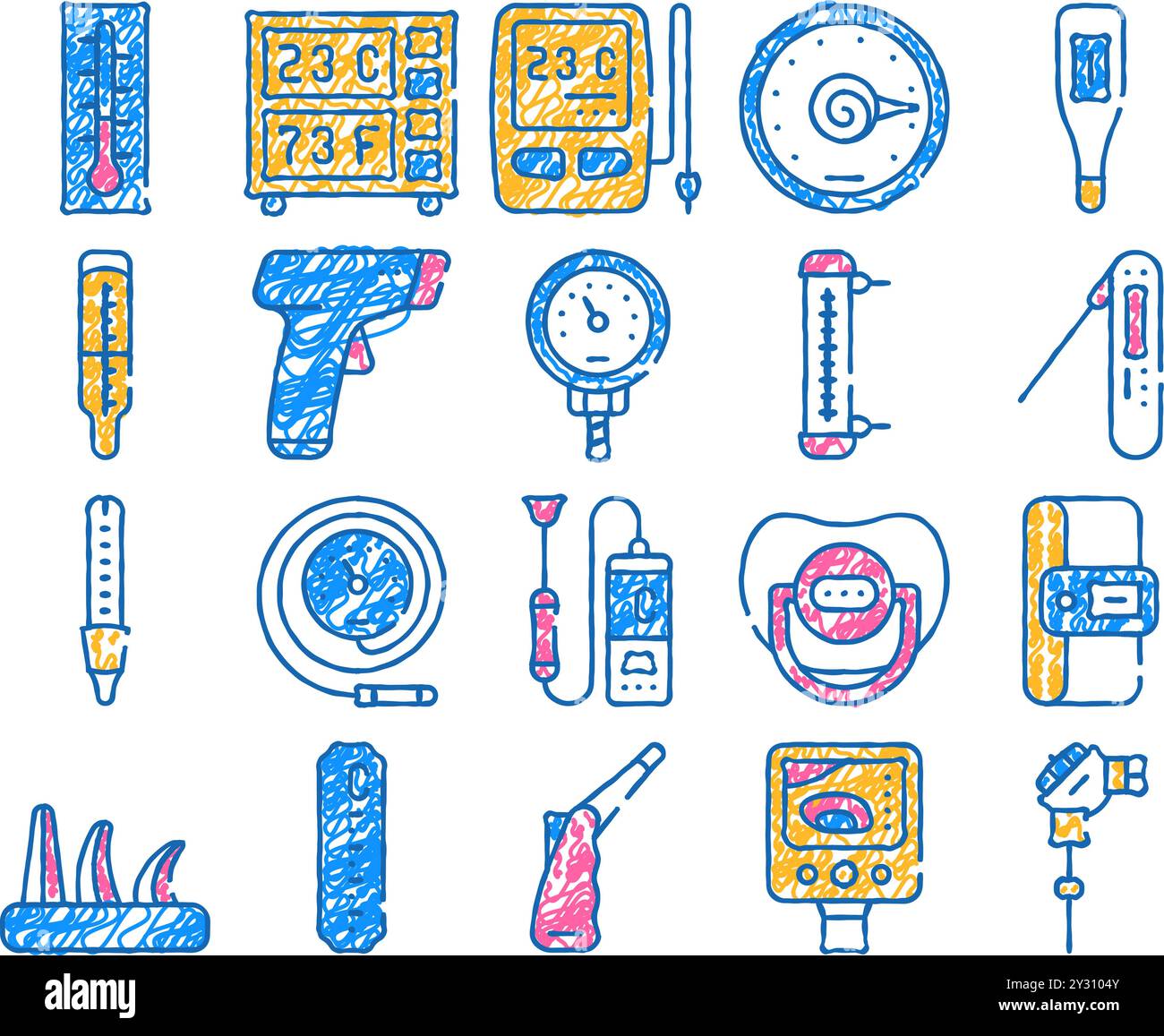 thermometer device black icon hand drawn Stock Vector Image & Art - Alamy