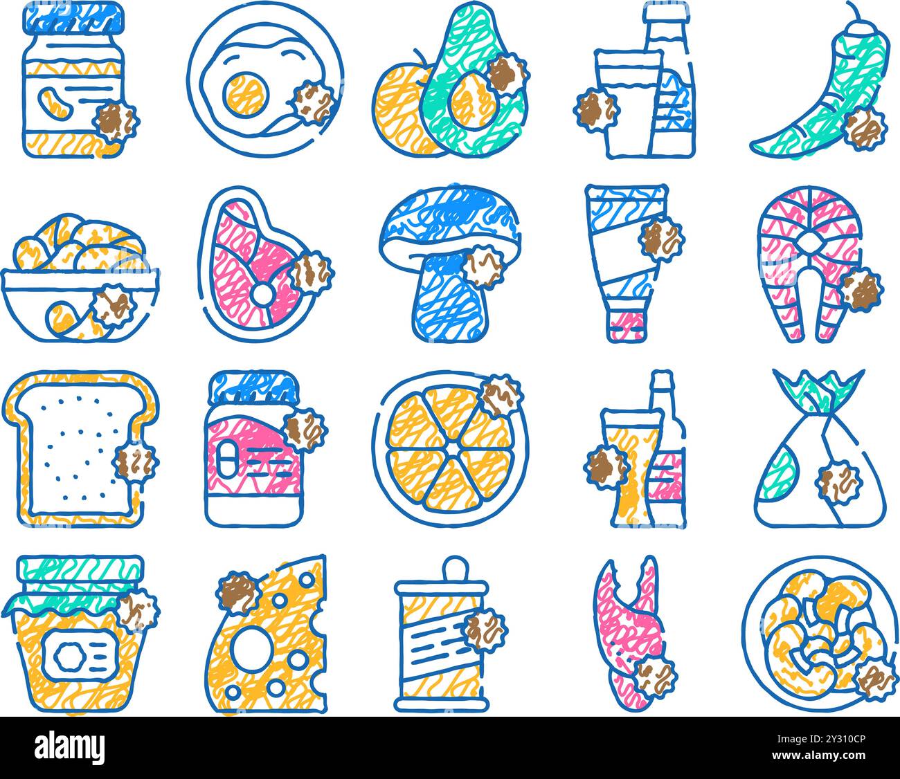 Hand drawn set dairy products Cut Out Stock Images & Pictures - Alamy