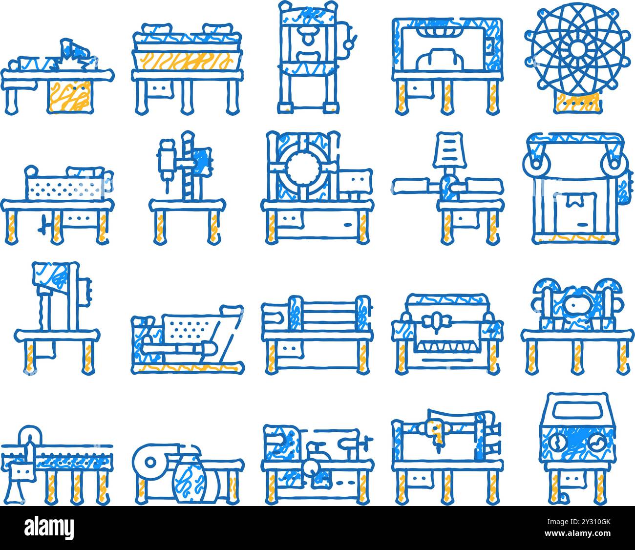 industrial machines flat icon hand drawn Stock Vector Image & Art - Alamy