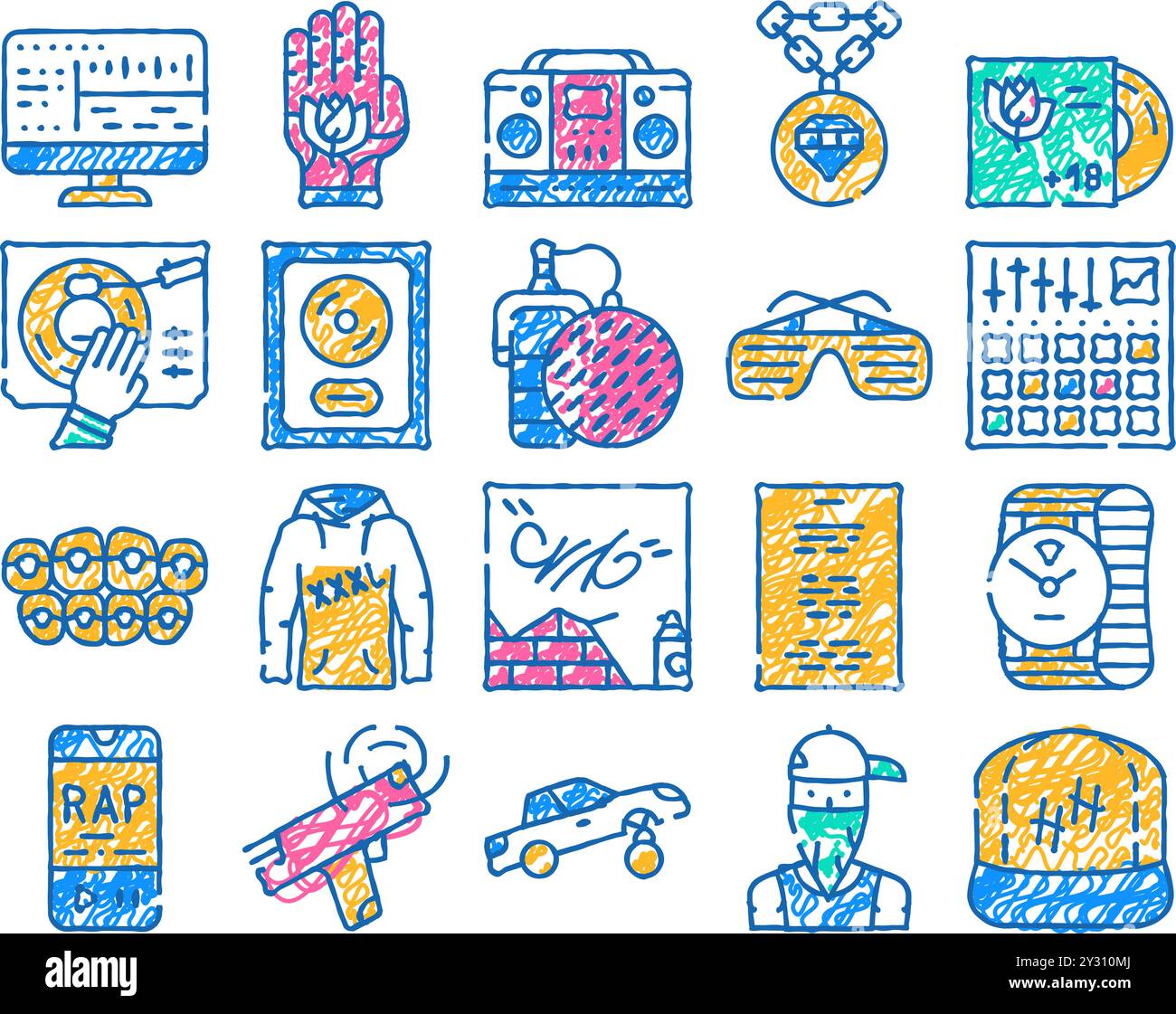hip hop and rap music icon hand drawn Stock Vector Image & Art - Alamy