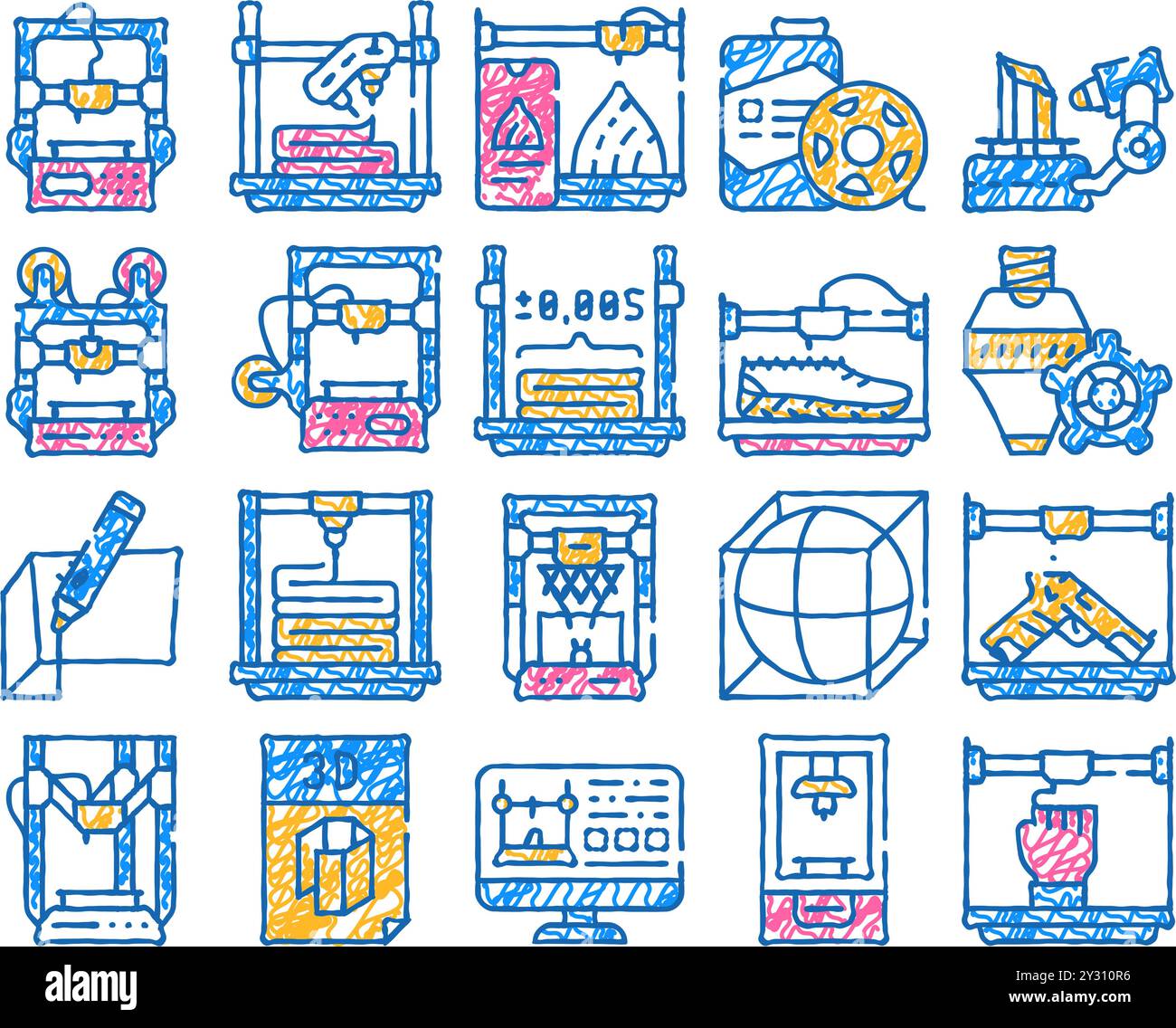 3d printing equipment icon hand drawn Stock Vector Image & Art - Alamy