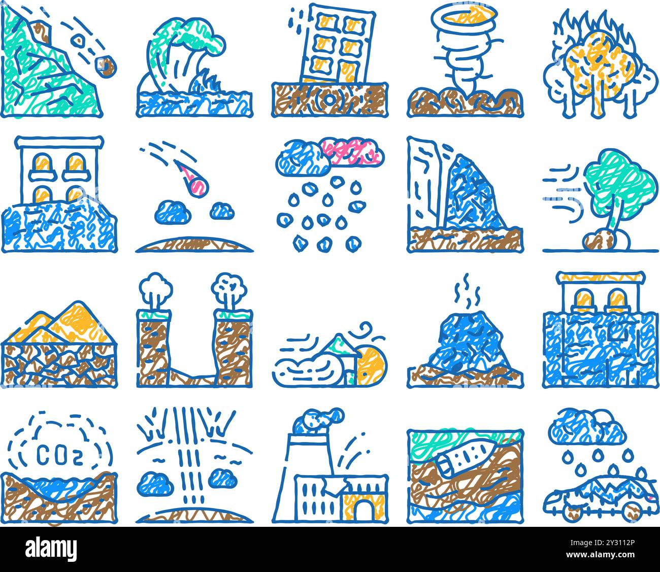 disaster destruction icon hand drawn Stock Vector Image & Art - Alamy