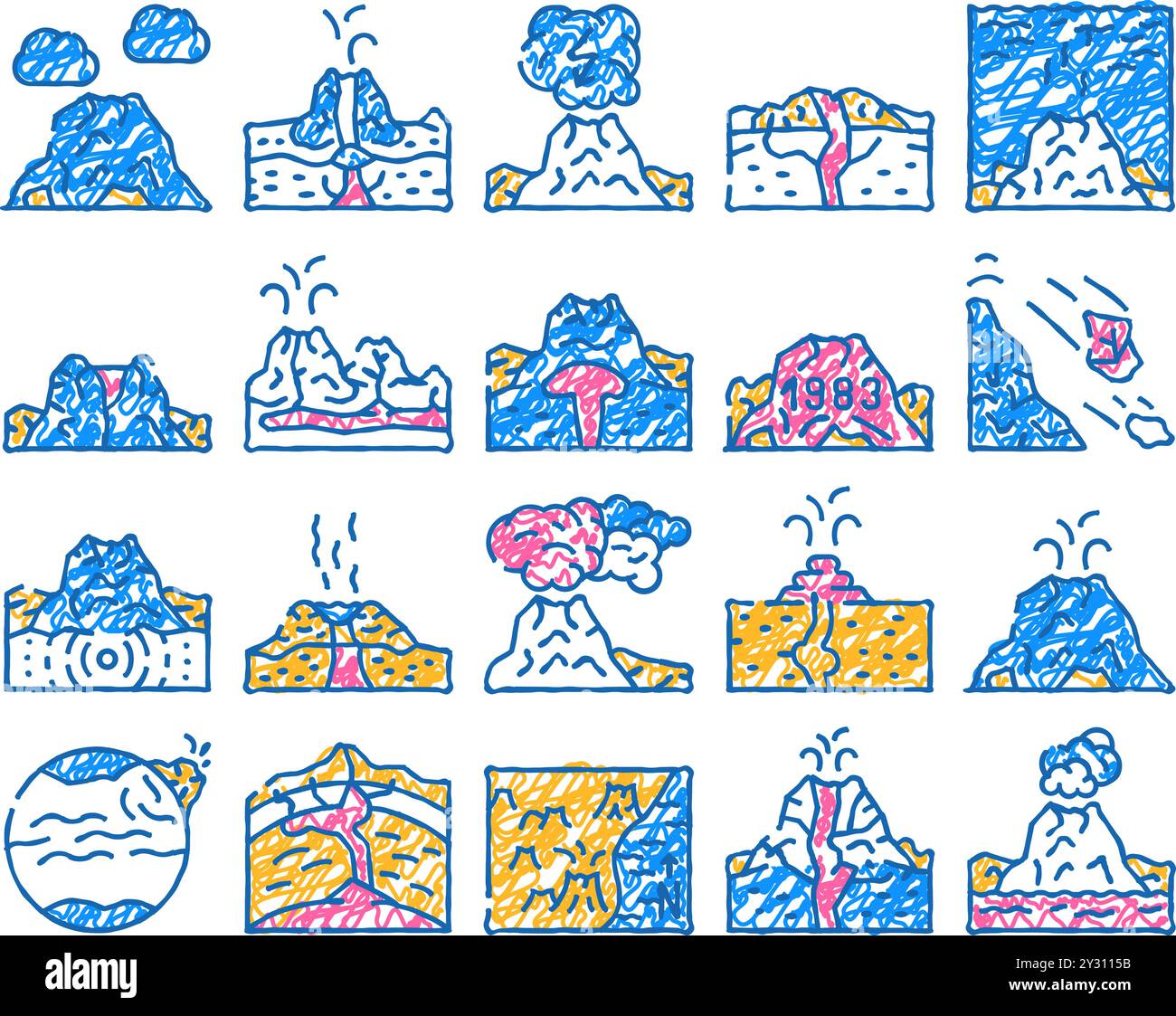 volcano lava eruption icon hand drawn Stock Vector Image & Art - Alamy