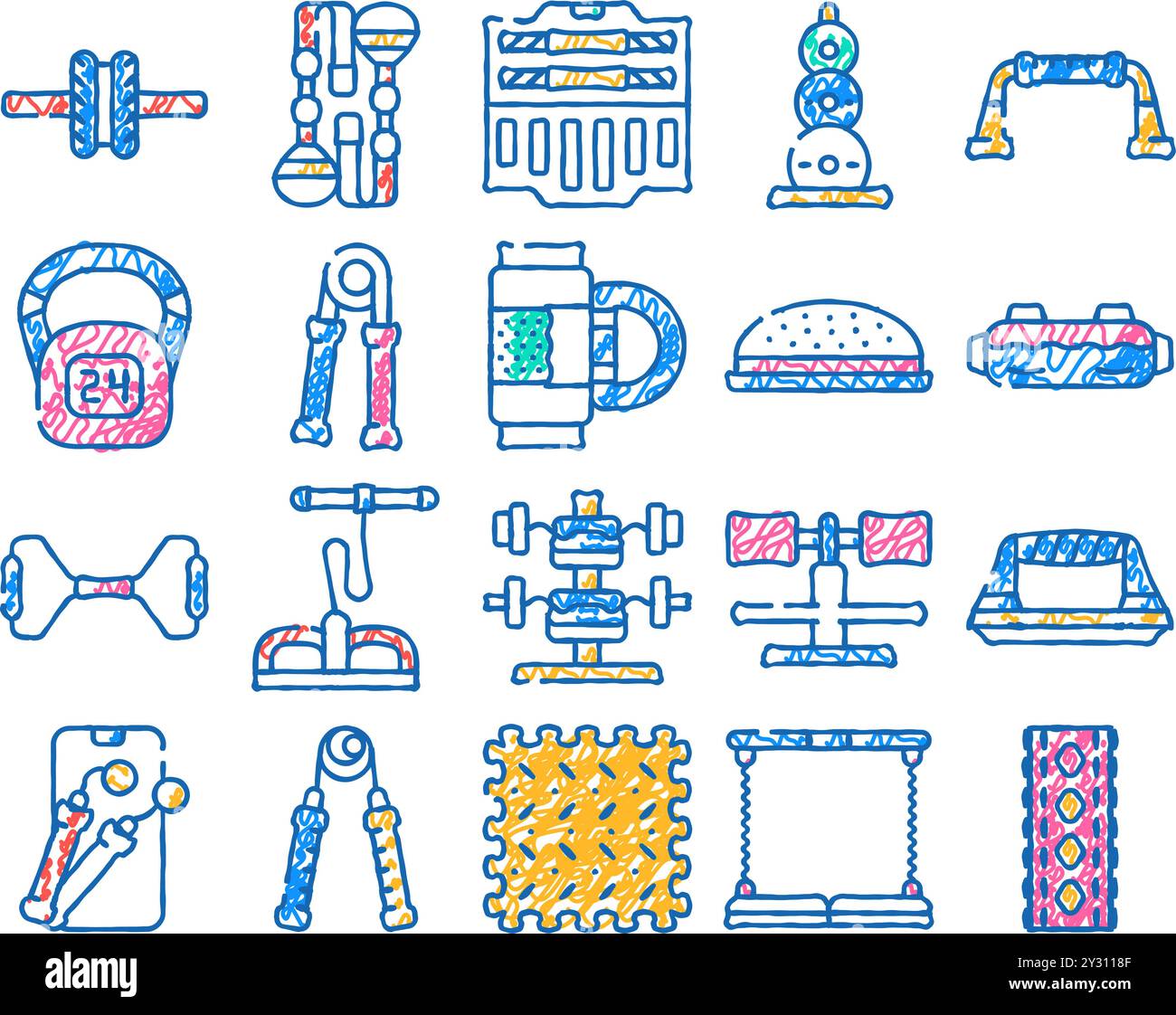 home gym equipment icon hand drawn Stock Vector Image & Art - Alamy