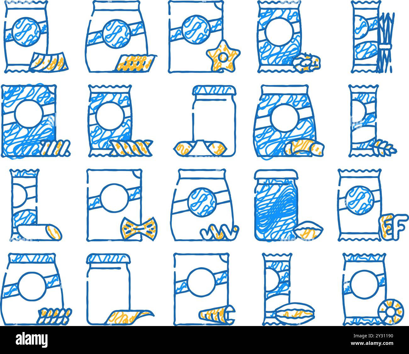 Fusilli pasta icons set Cut Out Stock Images & Pictures - Alamy