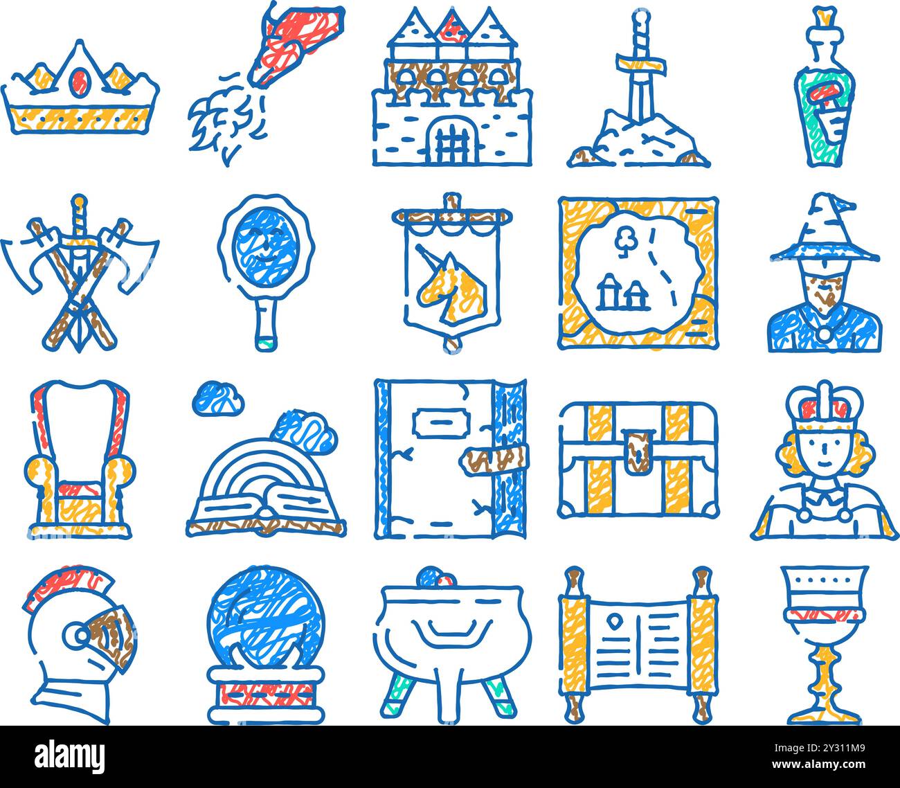 fairy tale story medieval book icon hand drawn Stock Vector Image & Art ...