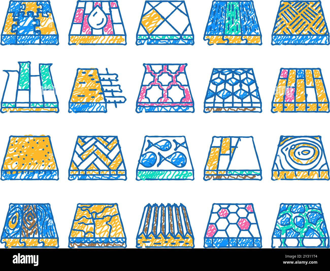 floor material layers renovation icon hand drawn Stock Vector Image ...