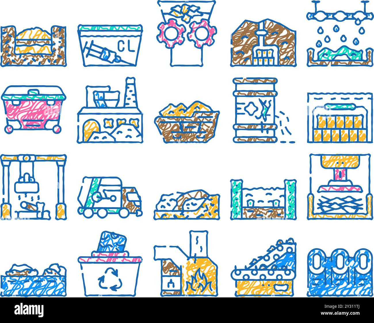 solid waste management business icon hand drawn Stock Vector Image ...