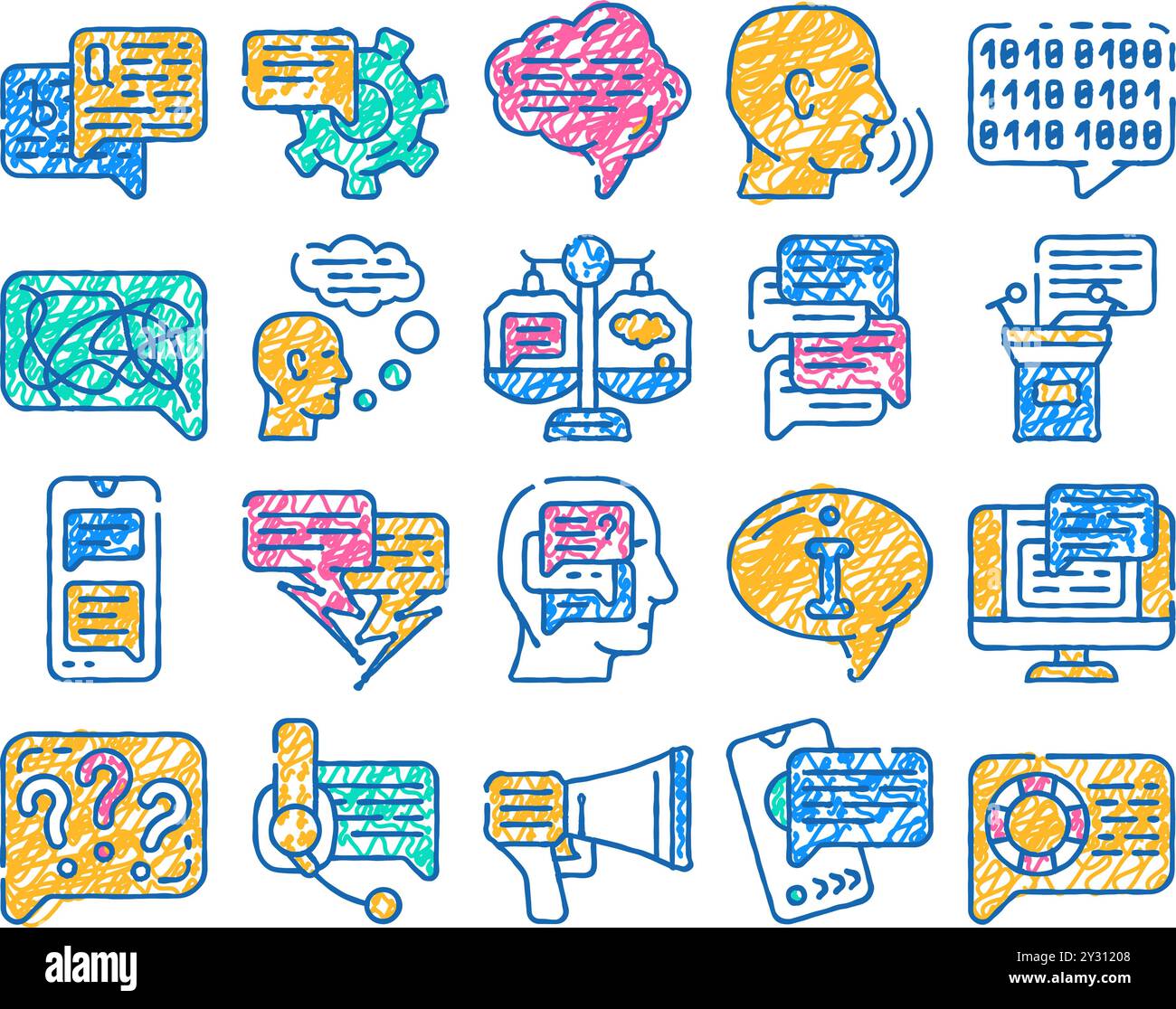 speak conversation and discussion icon hand drawn Stock Vector Image ...