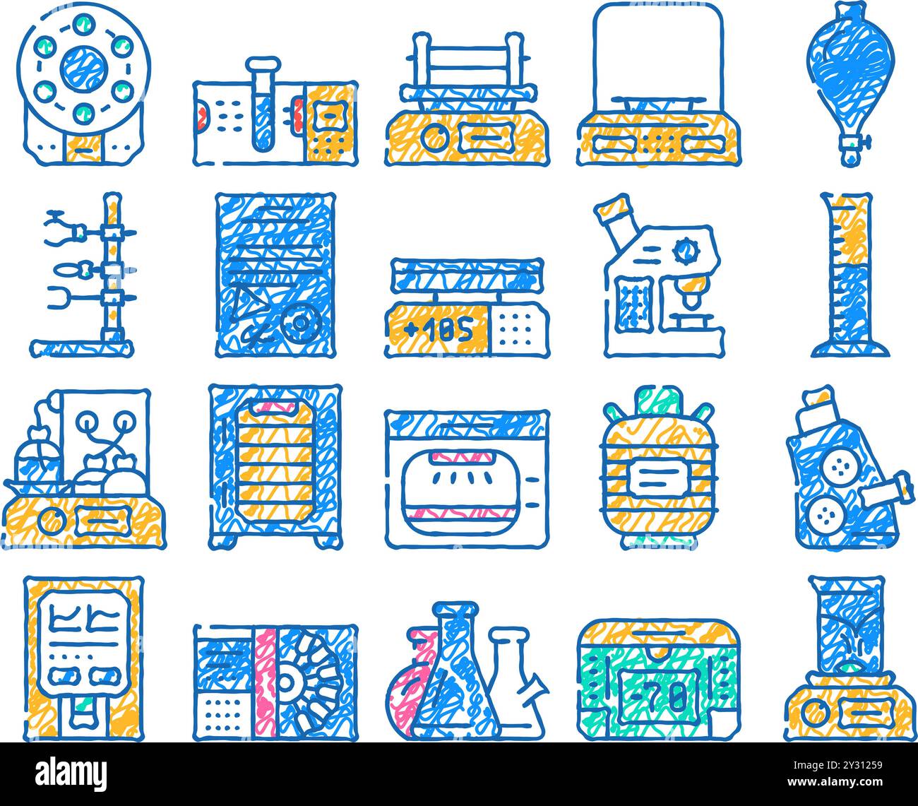laboratory equipment for analysis icon hand drawn Stock Vector Image ...