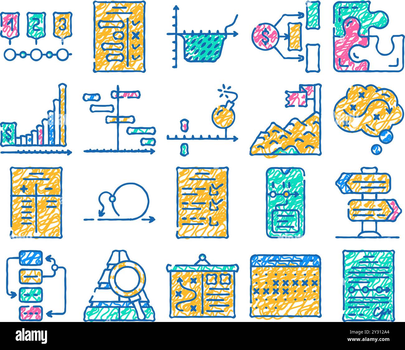planning startup project strategy icon hand drawn Stock Vector Image ...