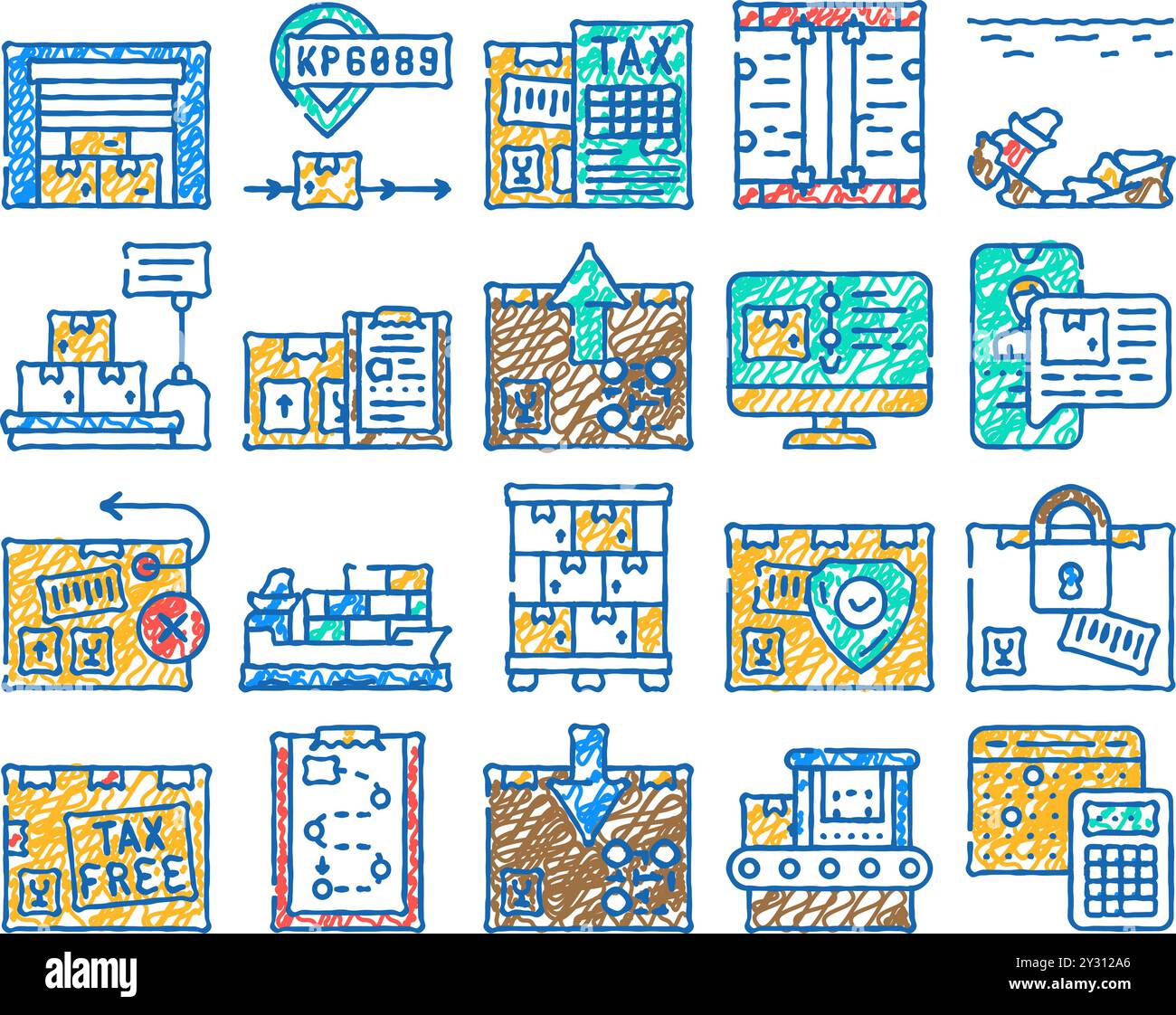 export and import transportation icon hand drawn Stock Vector Image ...