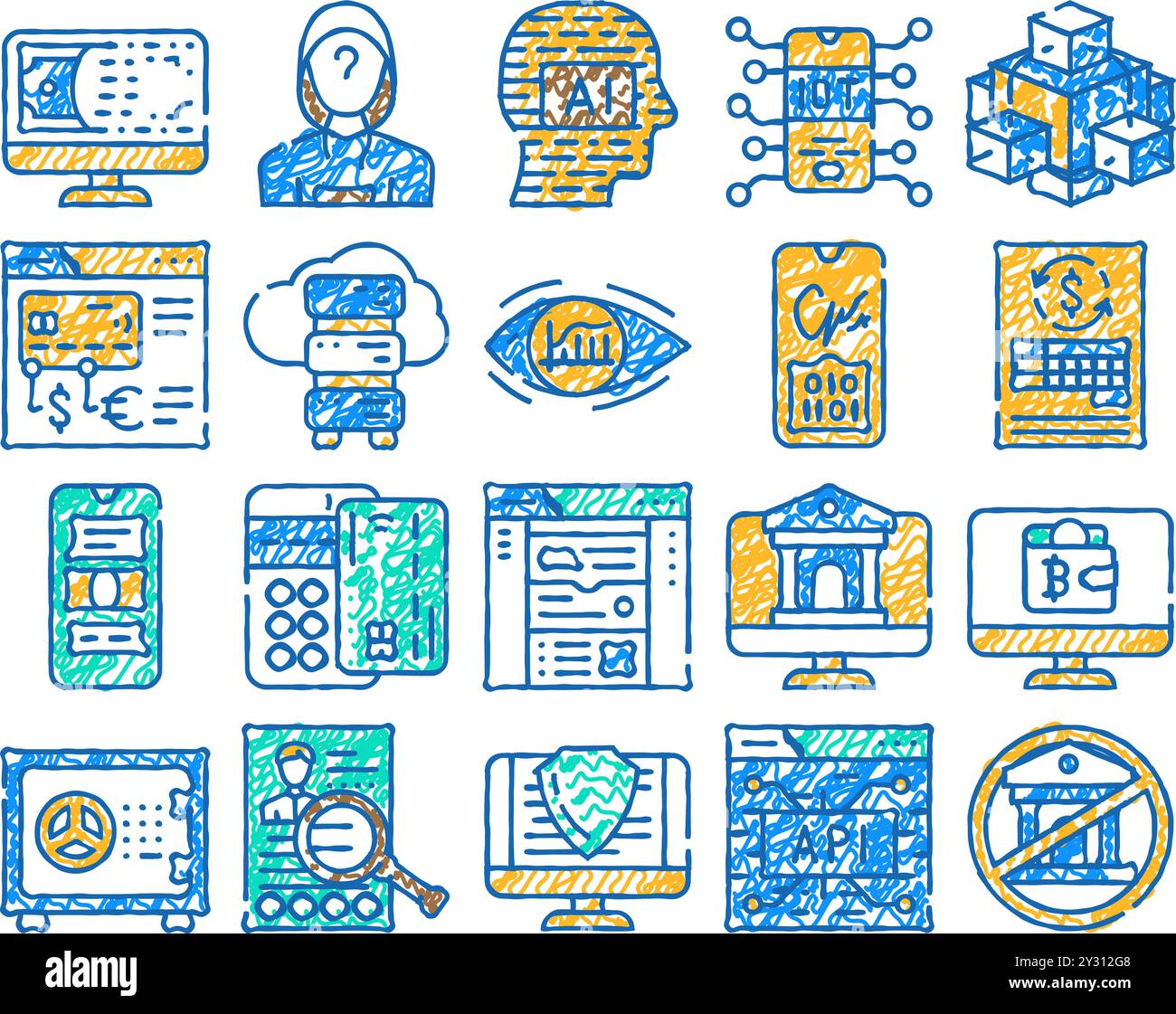 financial technology and software icon hand drawn Stock Vector Image ...