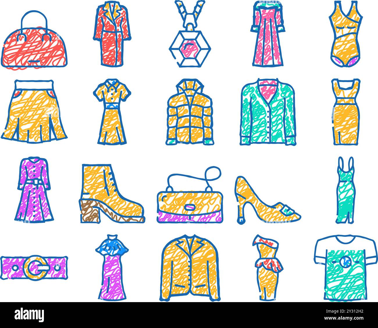 fashion store garment and shoes icon hand drawn Stock Vector Image ...