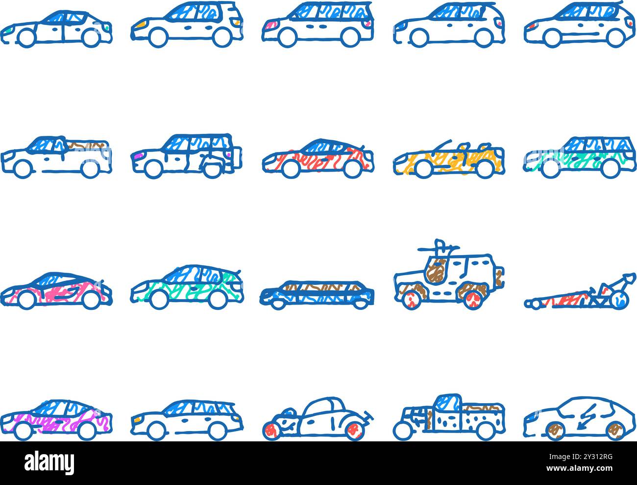 car transport different body type icon hand drawn Stock Vector Image ...