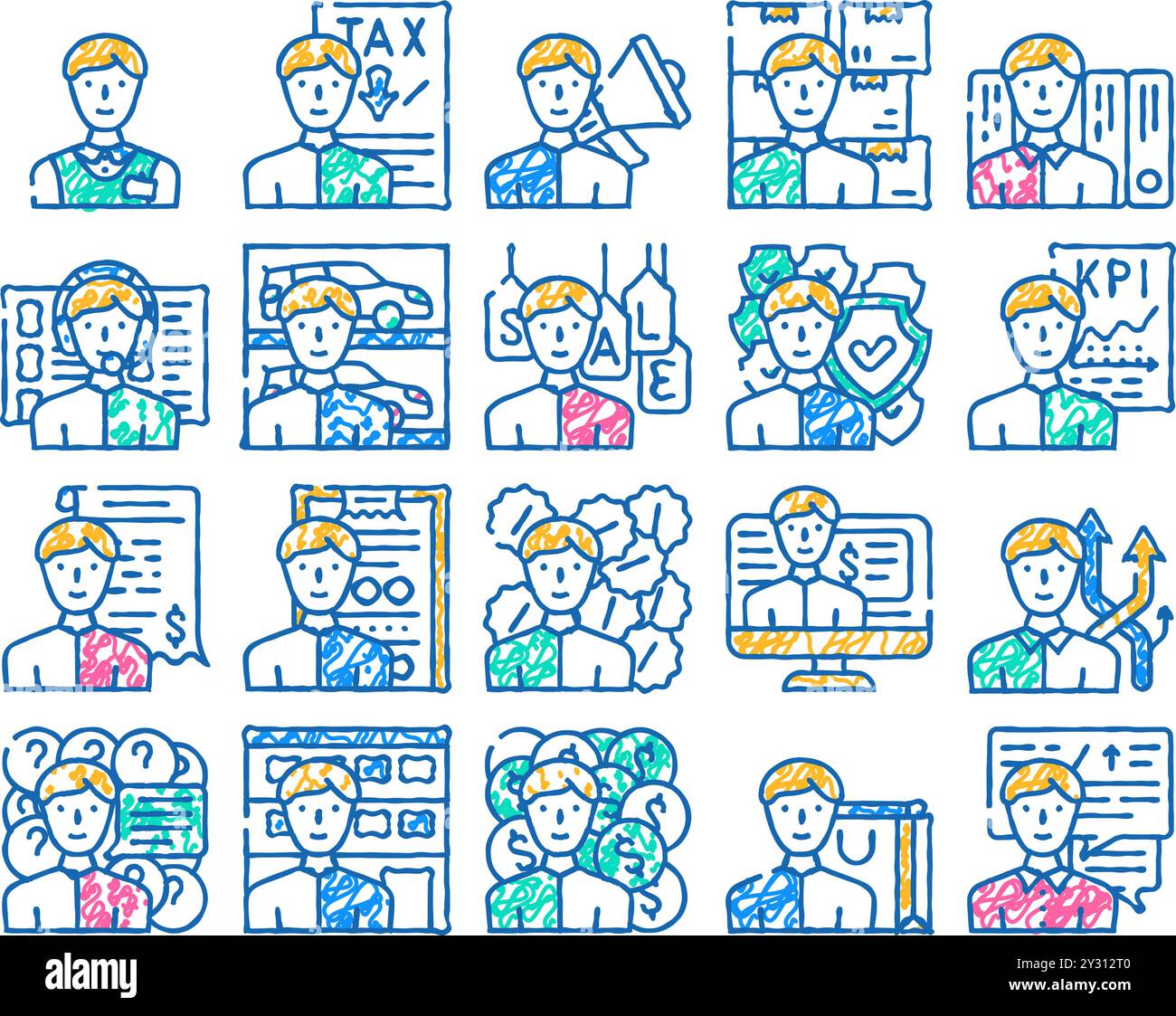 salesman business occupation icon hand drawn Stock Vector Image & Art ...