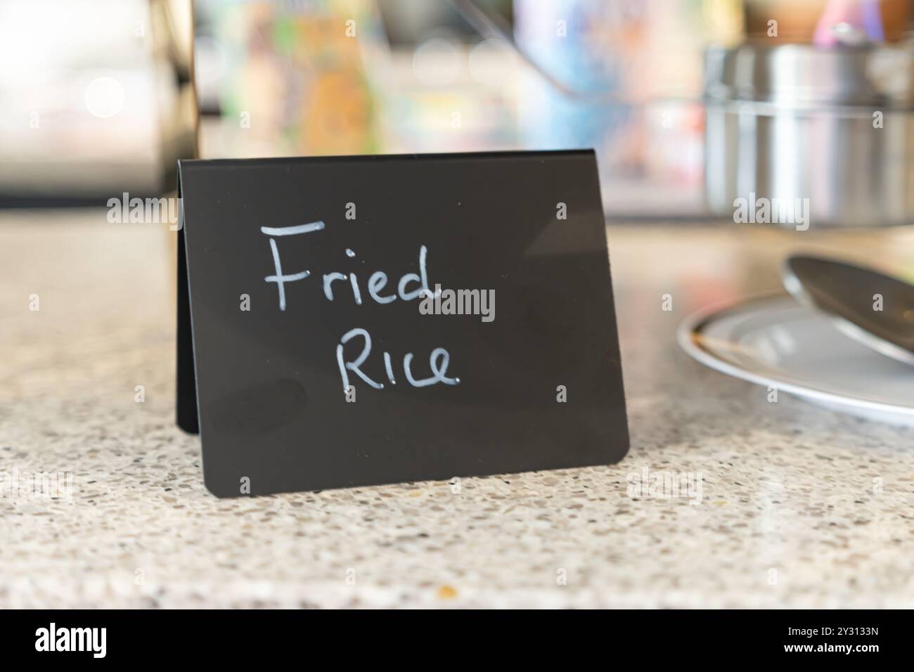 Fried Rice nameplate on buffet stand Stock Photo - Alamy