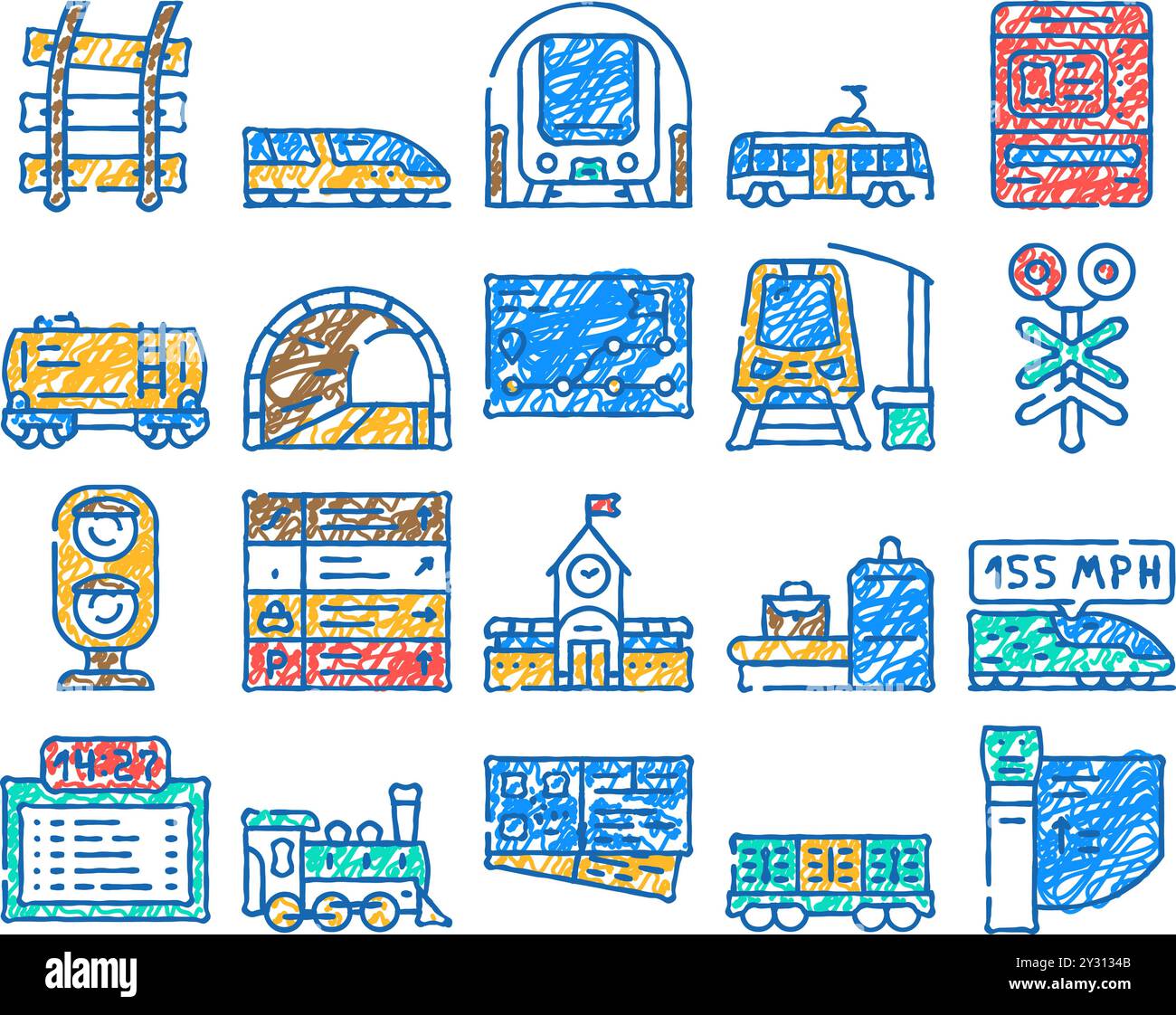 railway train transportation icon hand drawn Stock Vector Image & Art ...