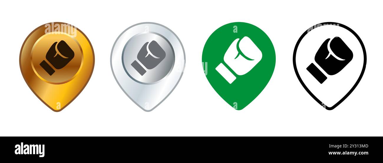 Boxing sport practice location map pinpoint sign direction area martial ...