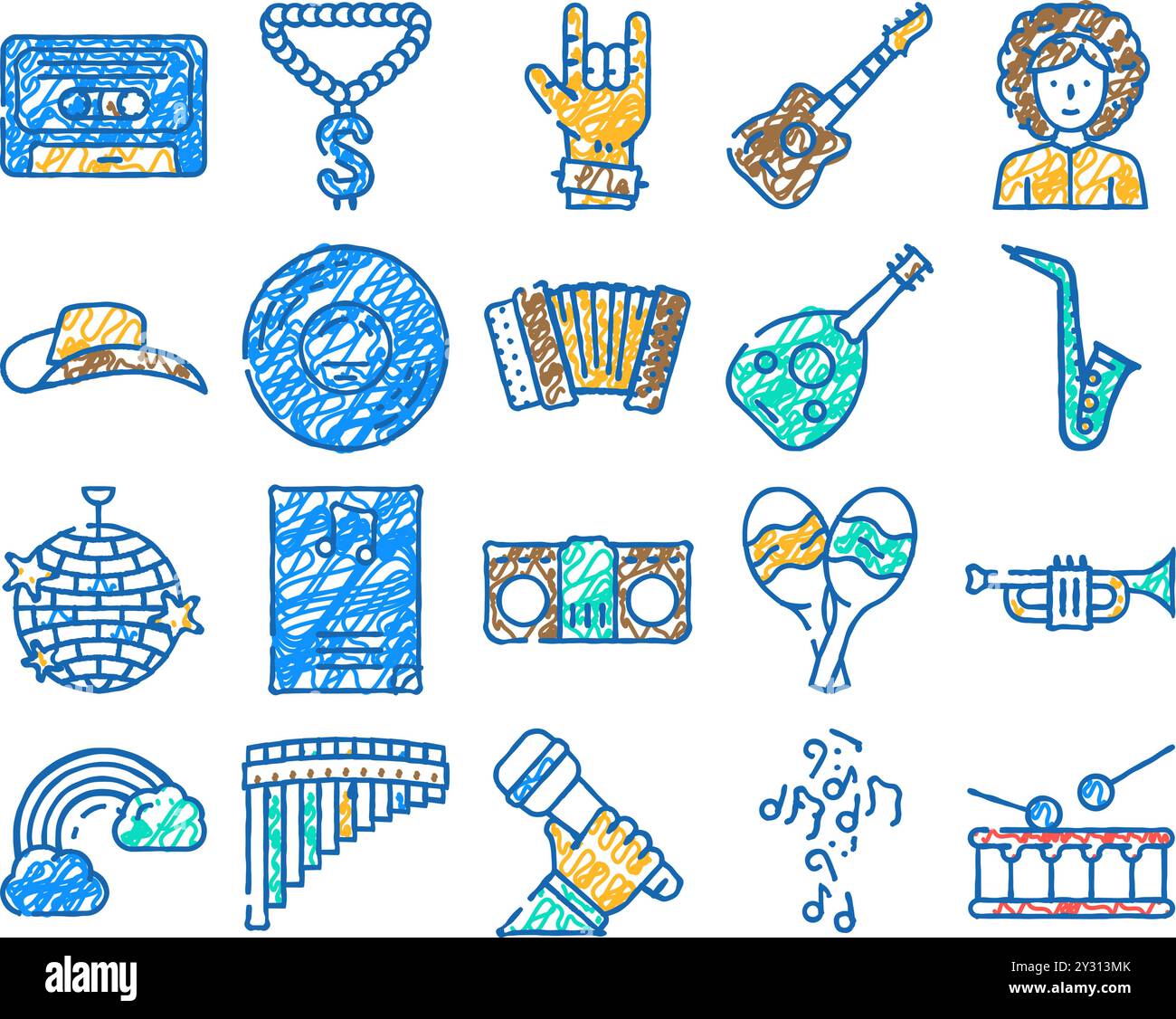 music genres audio performance icon hand drawn Stock Vector Image & Art ...