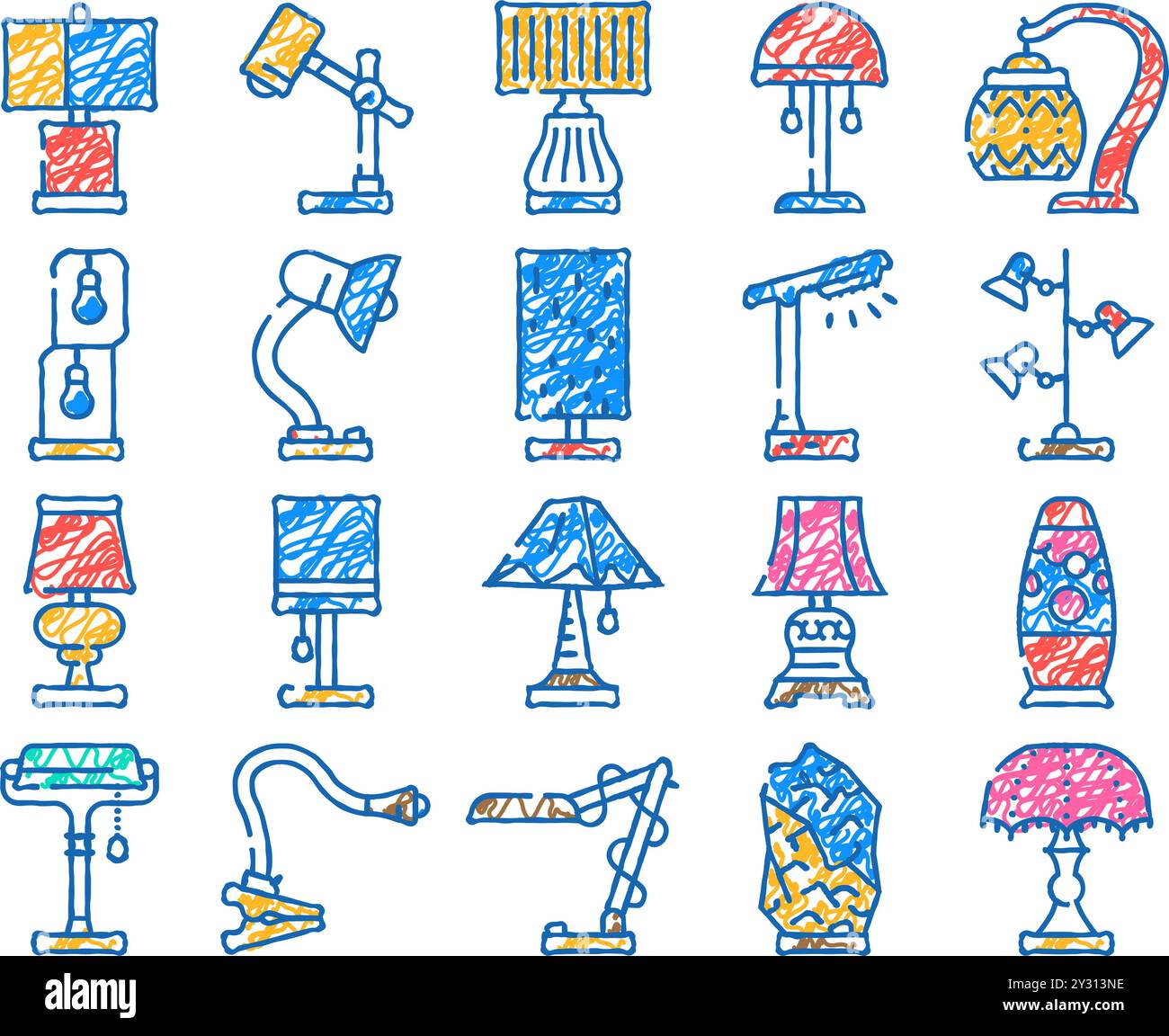 lamp equipment for illuminate icon hand drawn Stock Vector Image & Art ...