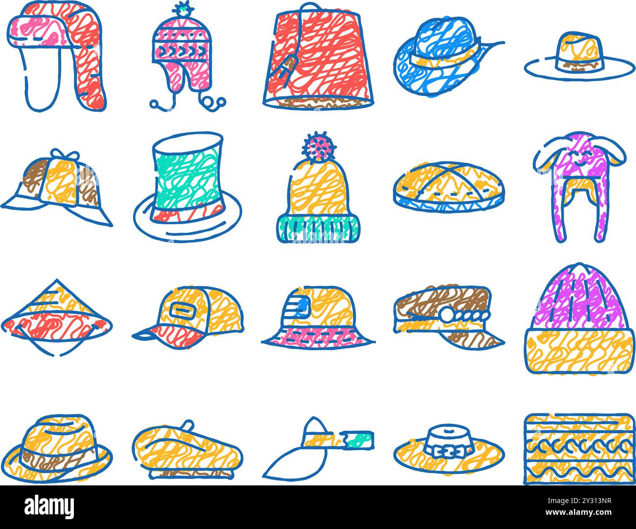 headgear stylish head clothes icon hand drawn Stock Vector Image & Art ...