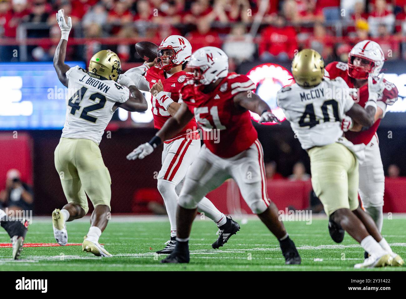 Lincoln, NE. U.S. 7th Sep, 2024. - Colorado Buffaloes linebacker ...