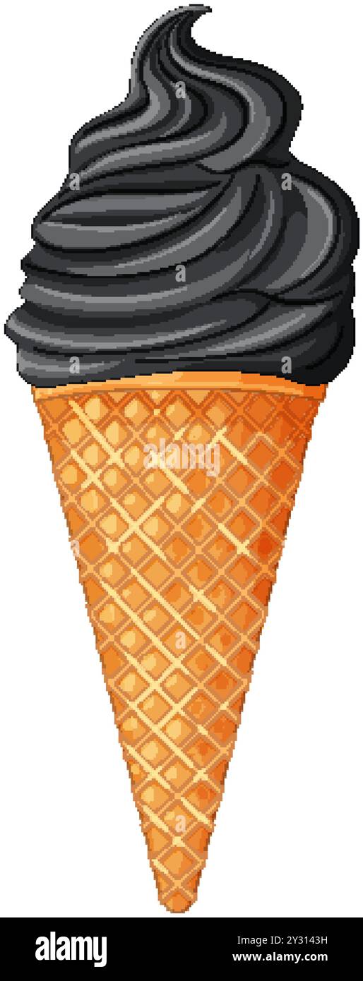 Black ice cream swirl in a waffle cone Stock Vector Image & Art - Alamy