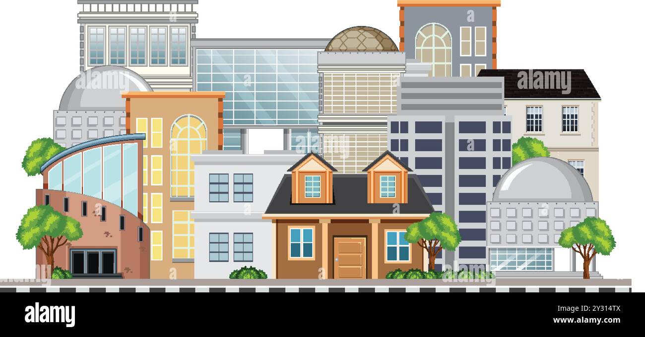 A variety of buildings in a cityscape Stock Vector Image & Art - Alamy