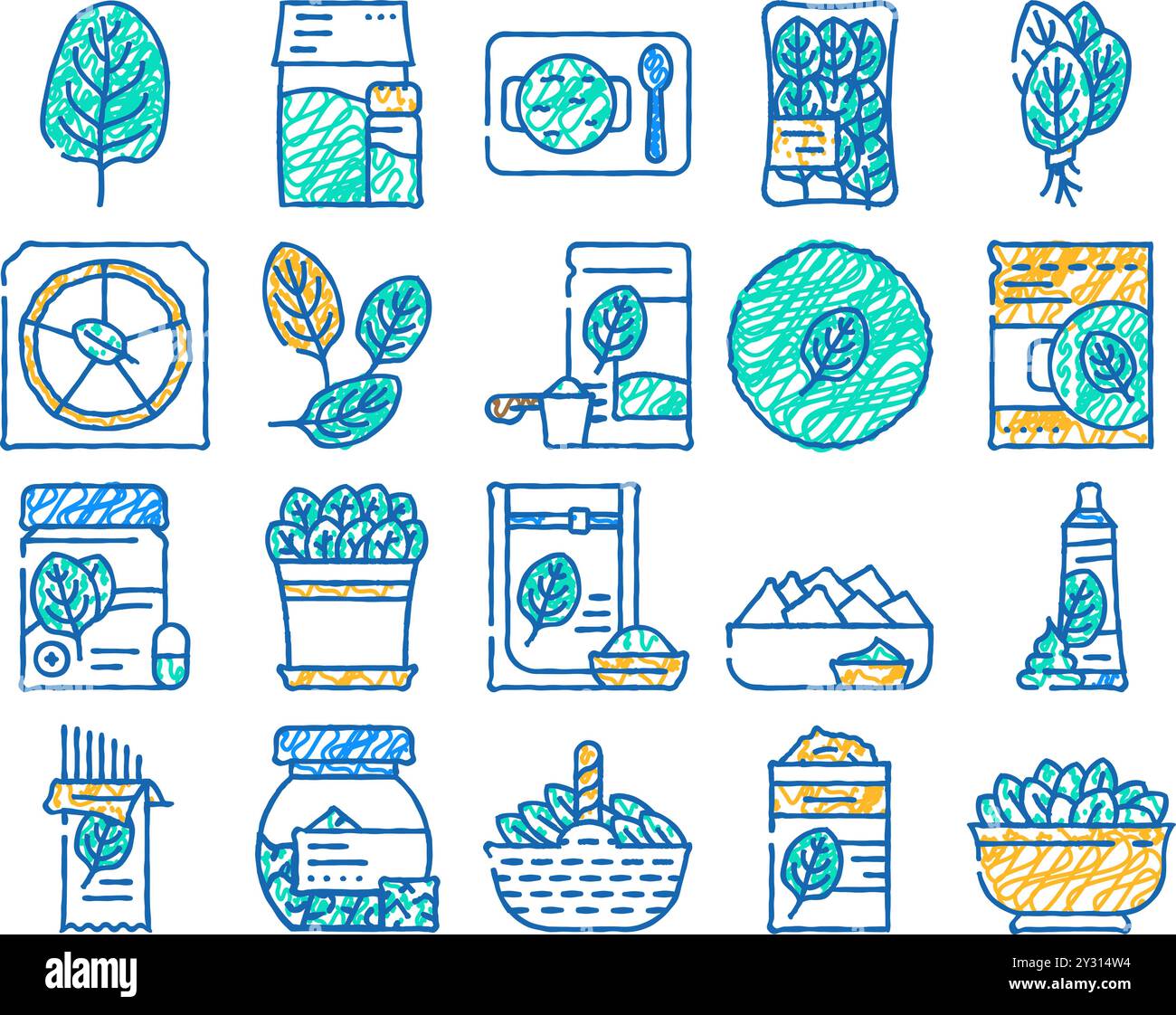spinach leaf salad green food icon hand drawn Stock Vector Image & Art ...