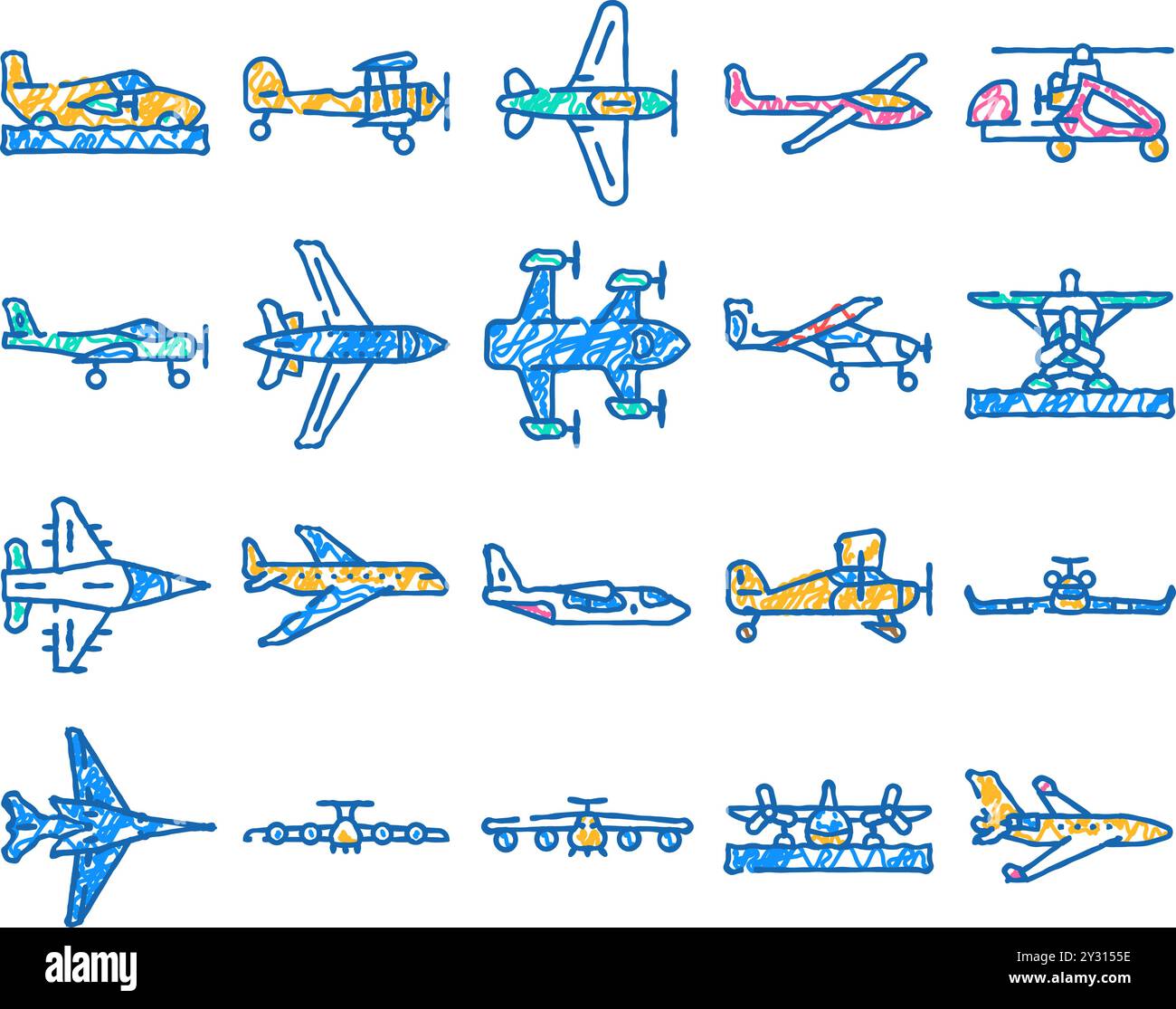 plane flight travel aircraft icon hand drawn Stock Vector Image & Art ...