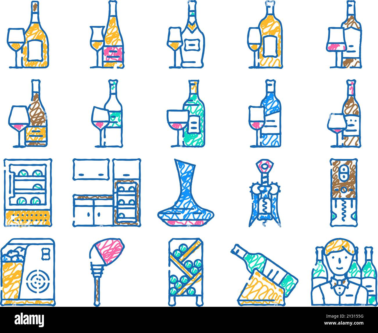 wine glass alcohol winery icon hand drawn Stock Vector Image & Art - Alamy