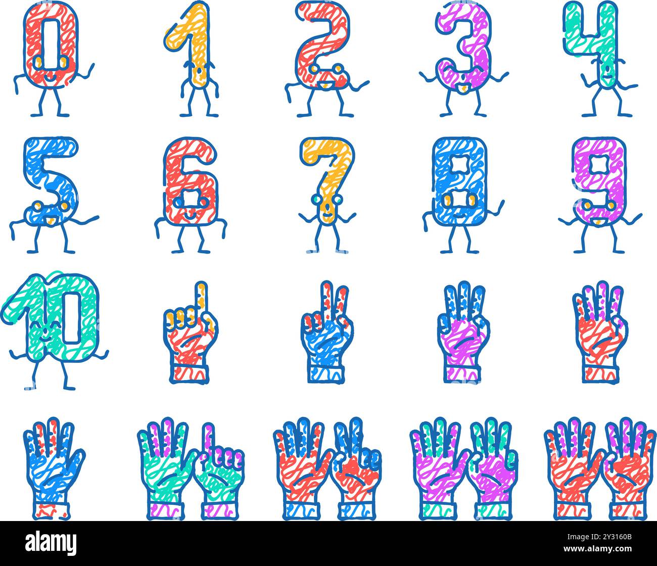 number character cute icon hand drawn Stock Vector Image & Art - Alamy