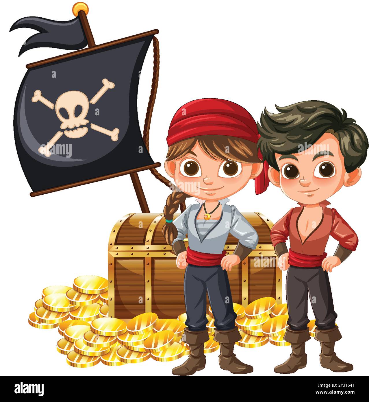 Two pirates standing by treasure chest Stock Vector Image & Art - Alamy