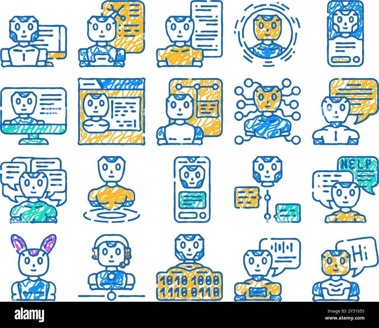 chat bot robot service icon hand drawn Stock Vector Image & Art - Alamy