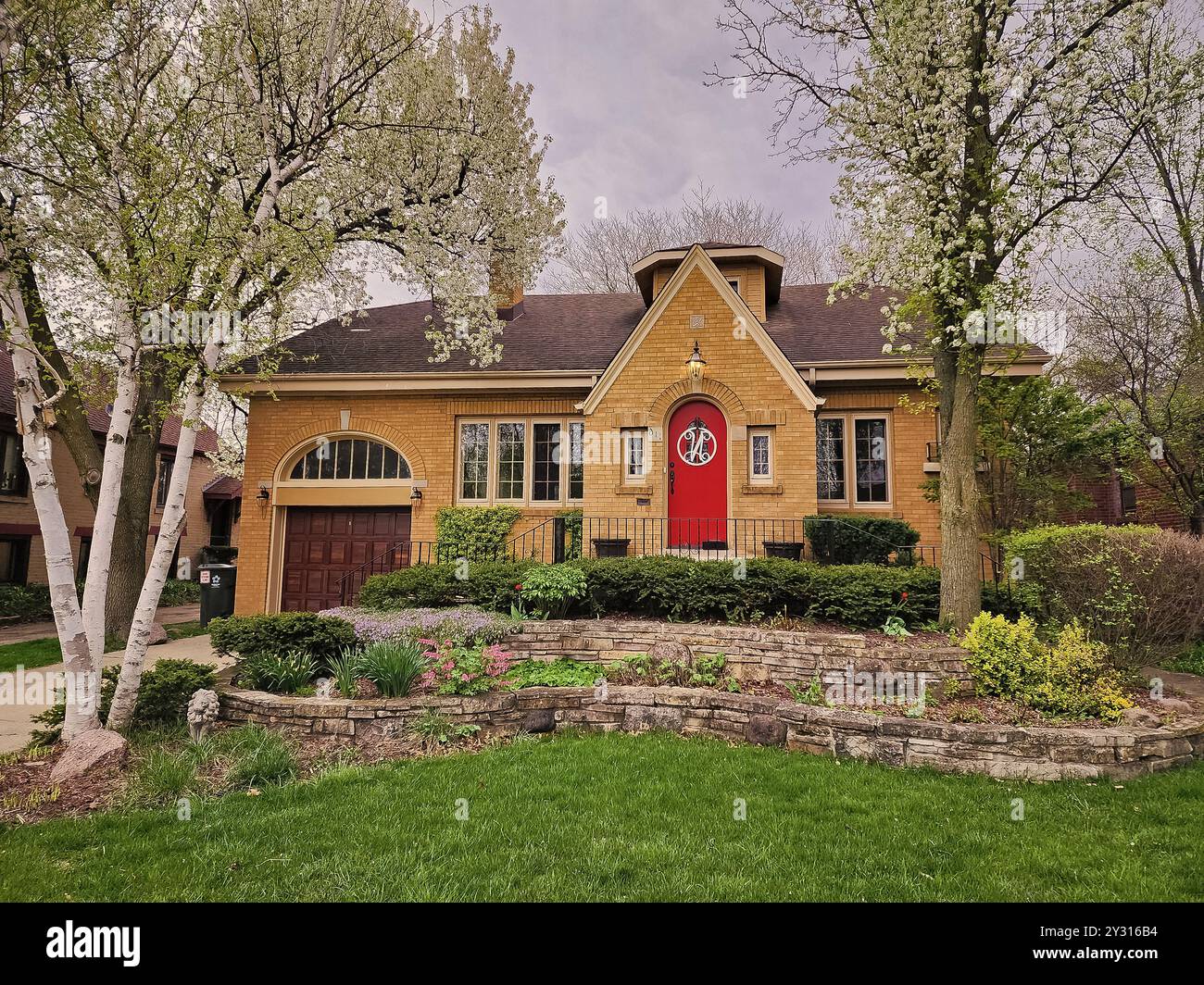 property in neighborhood. residential building house outdoor. street ...